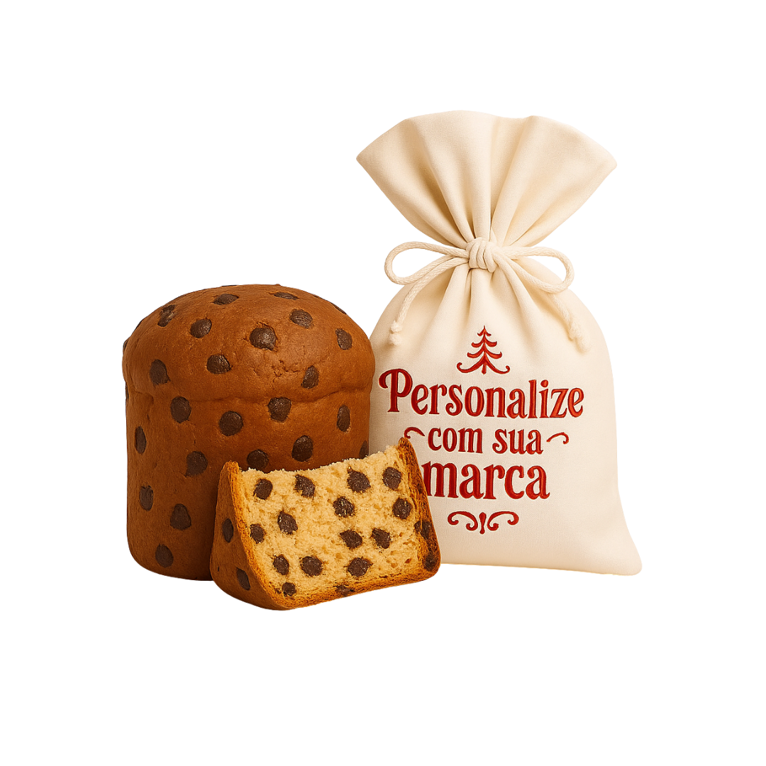 Chocotone 400g em Sacola de Algodão Personalizada com sua Marca